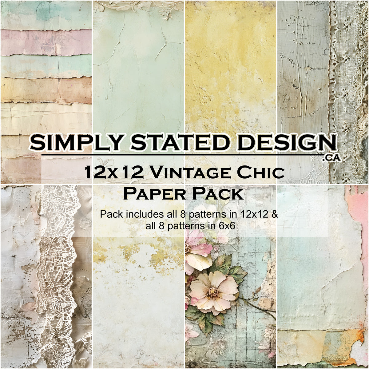 Vintage Chic 12x12 Paper Pack – simplystateddesign