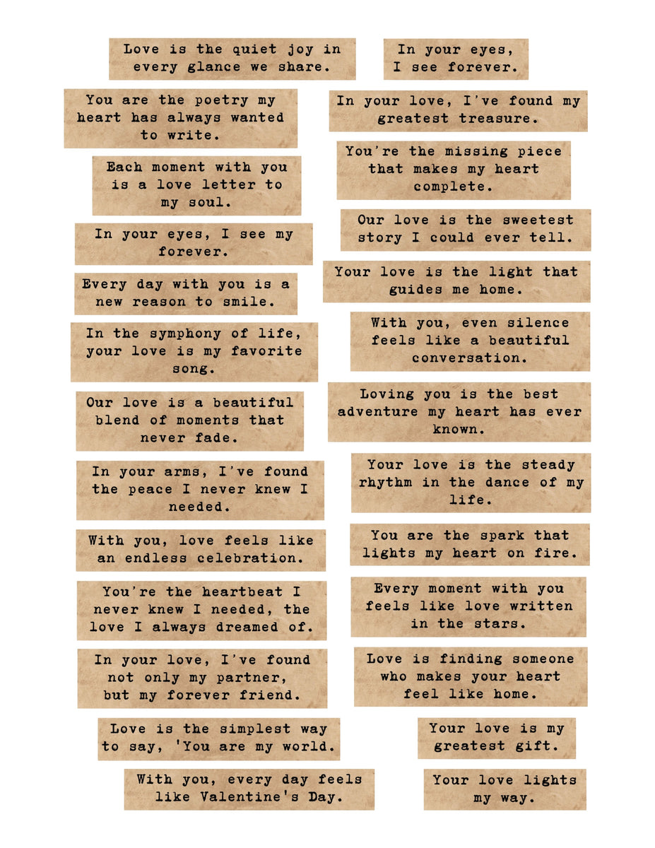 Valentine Phrases Ephemera Pack – simplystateddesign