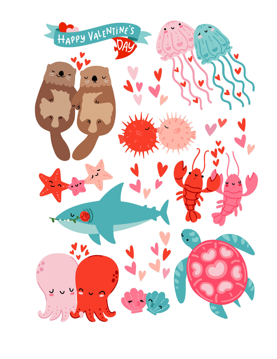 Valentine Sea Creatures Ephemera – simplystateddesign