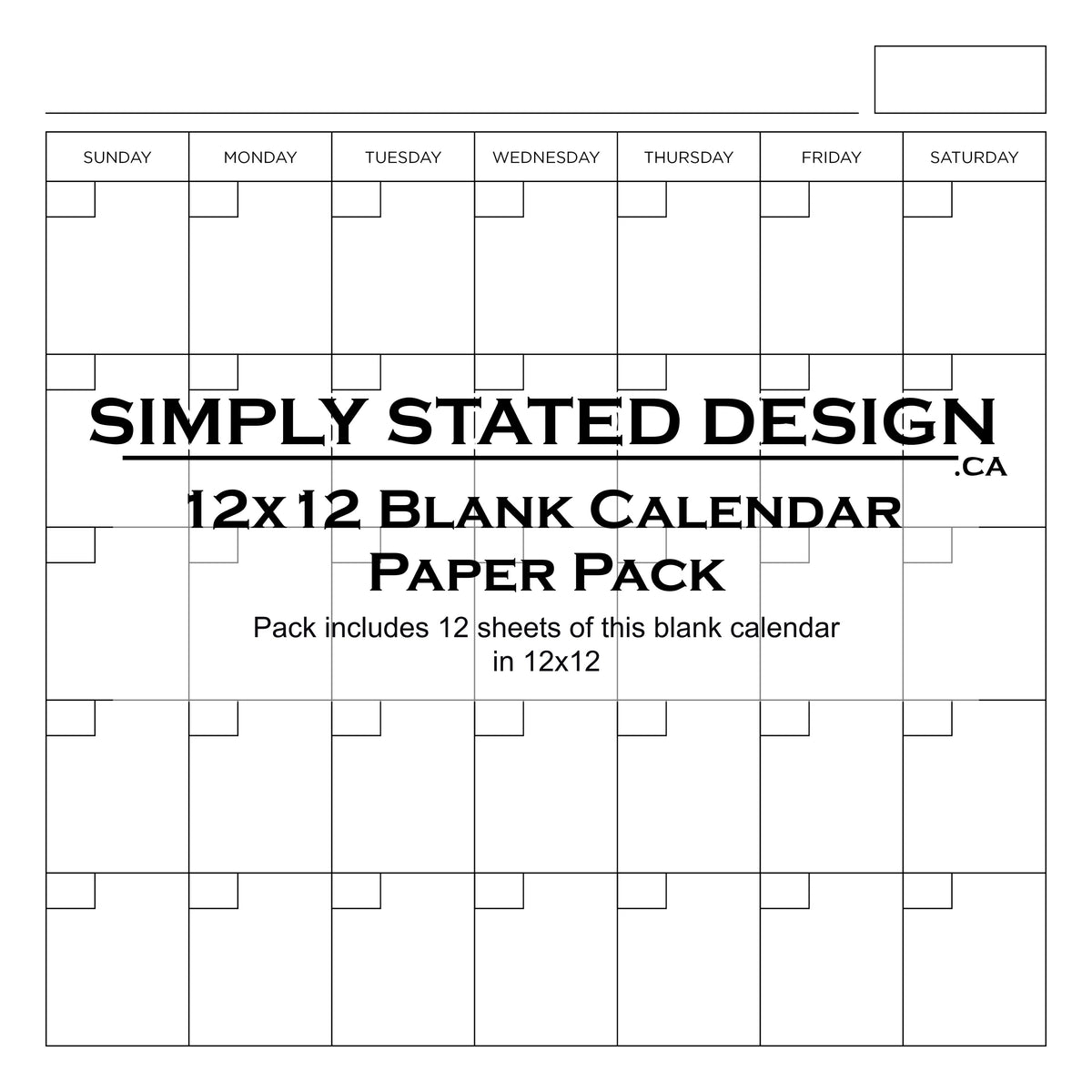 Blank Calendar 12x12 Paper Pack – simplystateddesign
