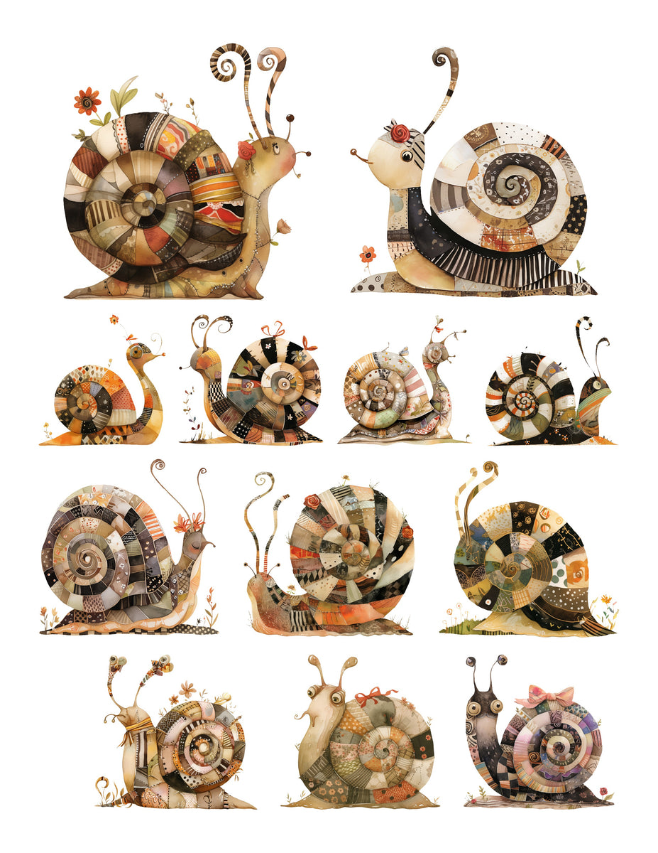 Patchwork Snails Ephemera Pack – simplystateddesign