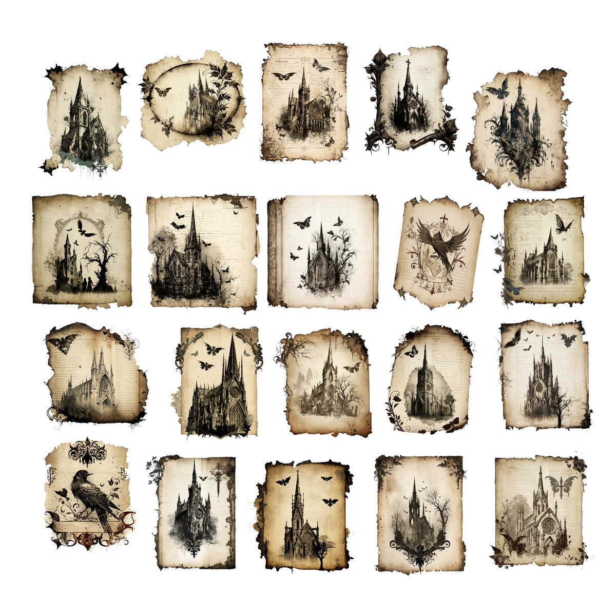 Dark Book Pages Ephemera Pack – simplystateddesign